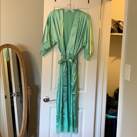 Other | Womens Sea Foam Green Satin Robe | Poshmark